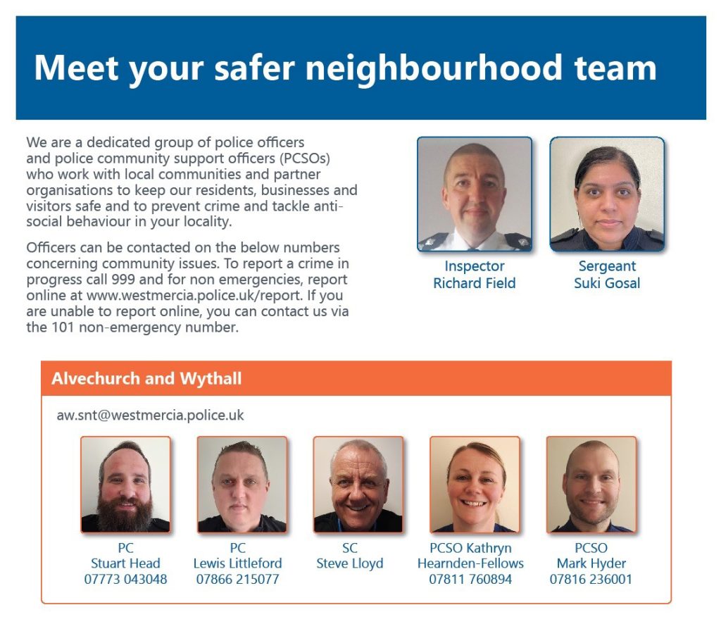 Police Contact Information, Alvechurch Parish Council
